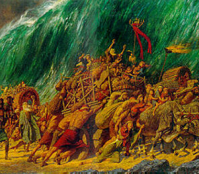 Red sea parting | Passover haggadah by Tali Levy-Bernstein